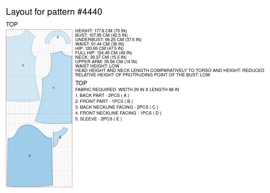 Straight Blouse With Gathers - Sewing Pattern #4440. Made-to-measure ...