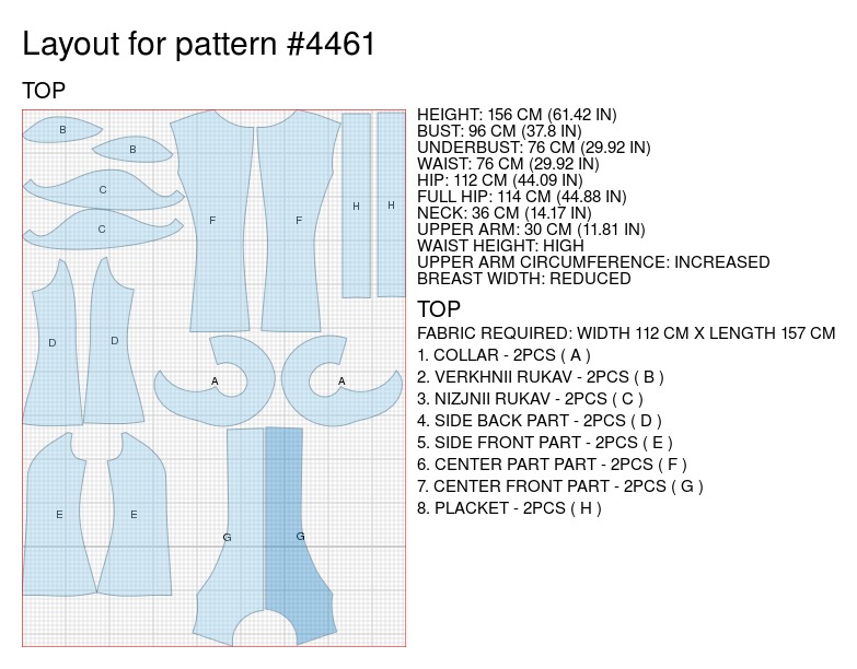 Blouse With Decorative Collar - Sewing Pattern #4461. Made-to-measure ...