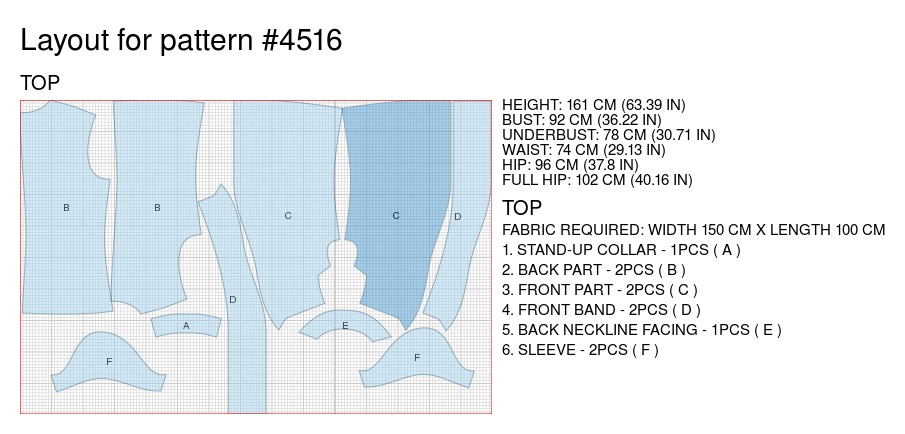 China Style Blouse - Sewing Pattern #4516. Made-to-measure sewing ...