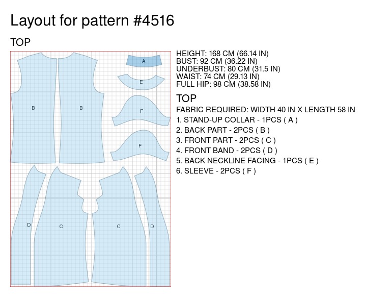 China Style Blouse - Sewing Pattern #4516. Made-to-measure sewing ...