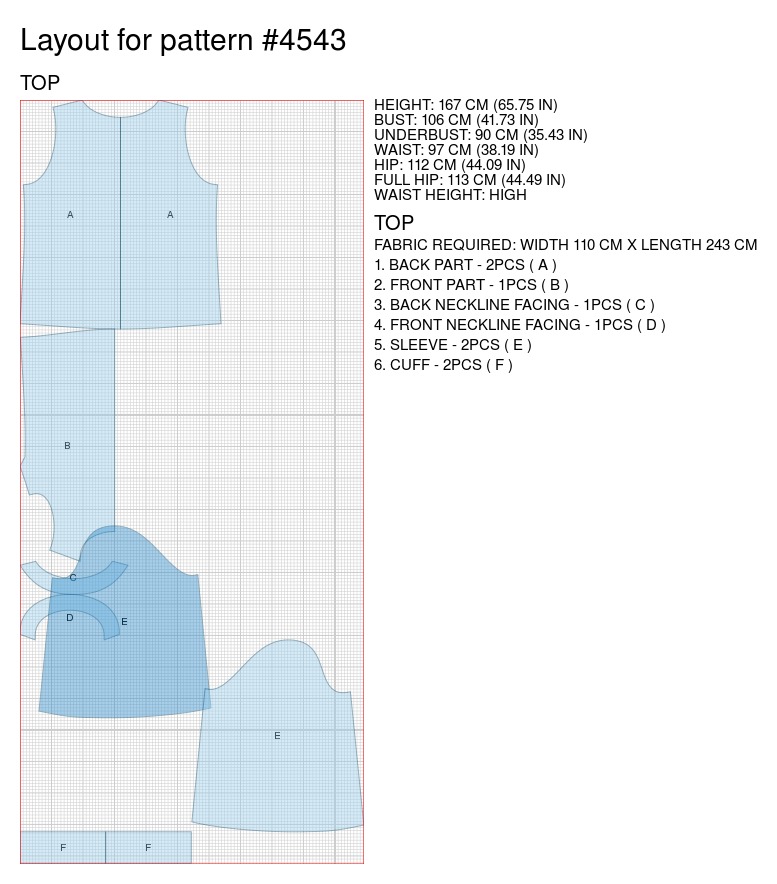 Blouse With Cuff Sleeves - Sewing Pattern #4543. Made-to-measure sewing ...