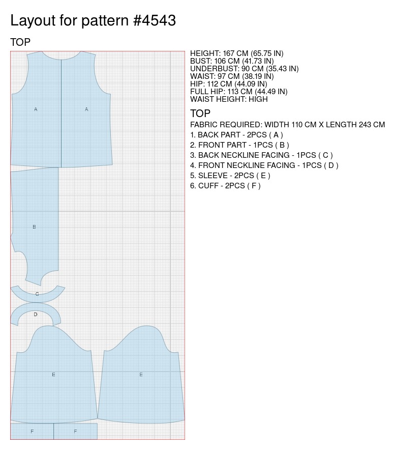 Blouse With Cuff Sleeves - Sewing Pattern #4543. Made-to-measure sewing ...