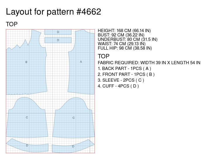 Chiffon Blouse - Sewing Pattern #4662. Made-to-measure sewing pattern ...