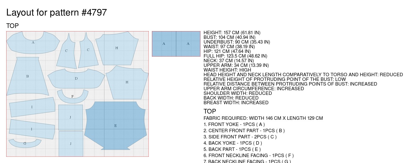 Top With Slanted Hem - Sewing Pattern #4797. Made-to-measure sewing ...