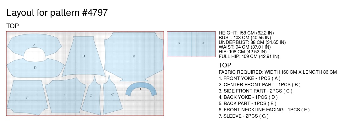 Top With Slanted Hem - Sewing Pattern #4797. Made-to-measure sewing ...