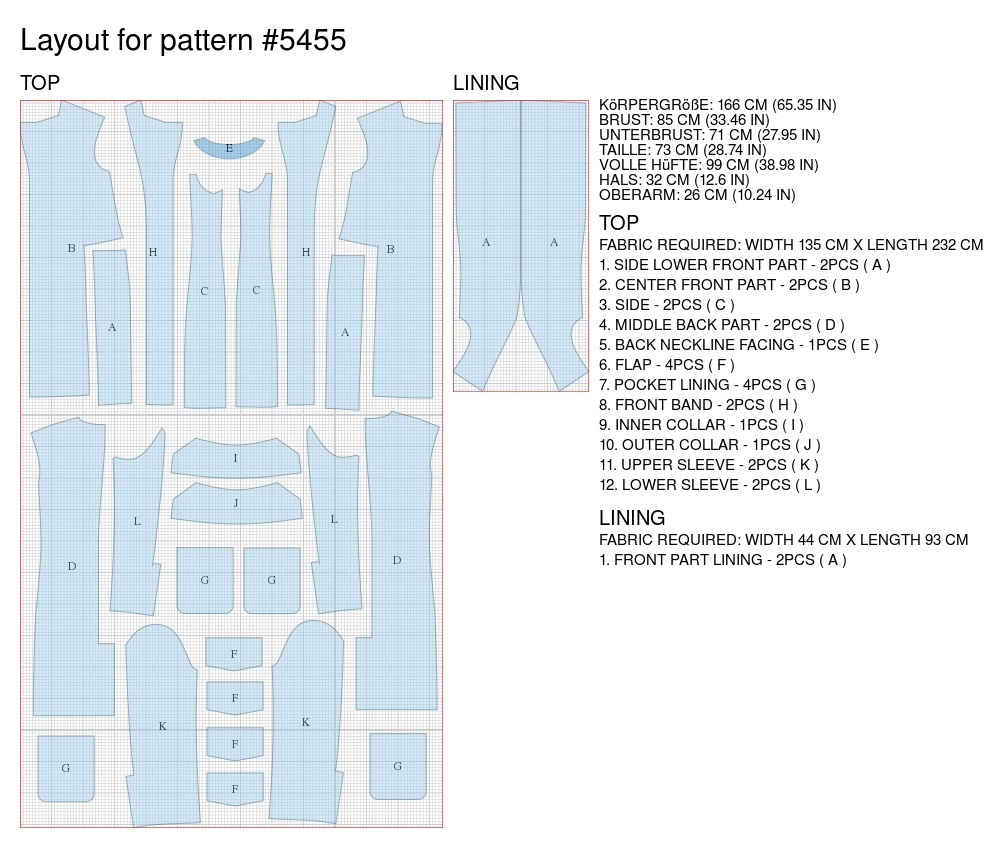 Long Jacket - Sewing Pattern #5455. Made-to-measure sewing pattern from ...