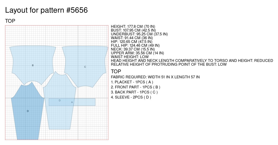 Top - Sewing Pattern #5656. Made-to-measure sewing pattern from Lekala ...