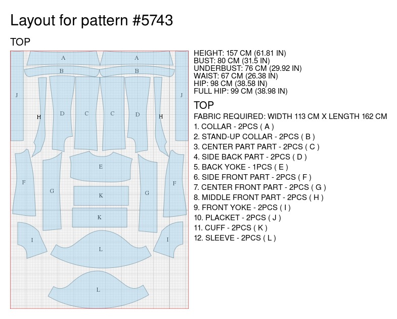 Blouse With Shaped Yoke - Sewing Pattern #5743. Made-to-measure sewing ...