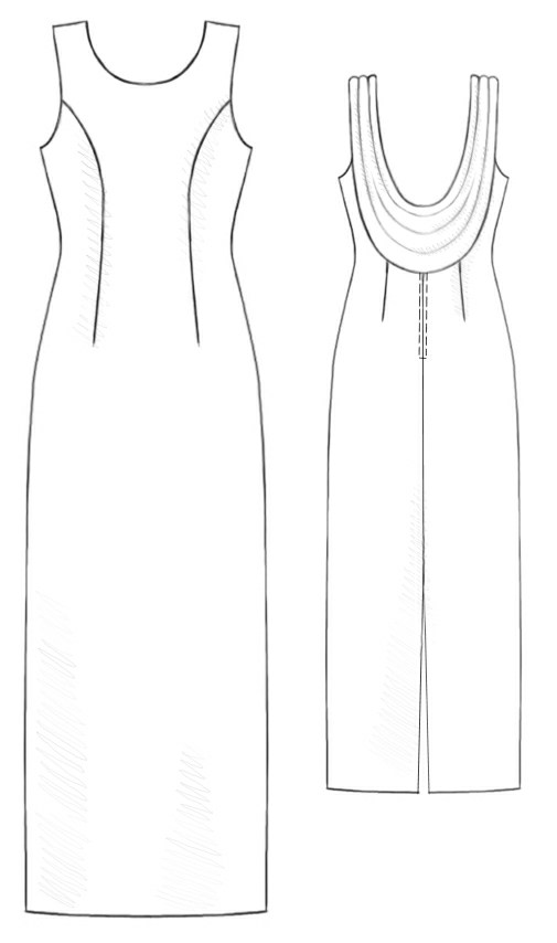 Dress With Draping On The Back - Sewing Pattern #5209. Made-to-measure ...