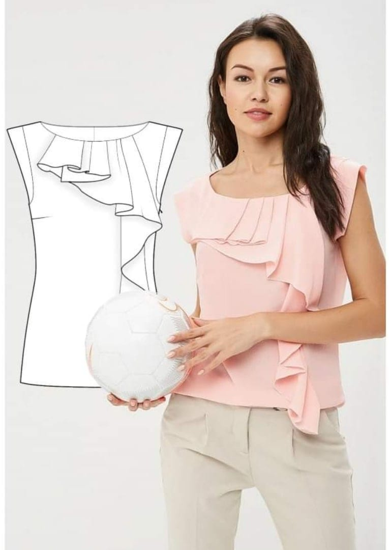 Top With Flounce - Sewing Pattern #4194. Made-to-measure sewing pattern ...