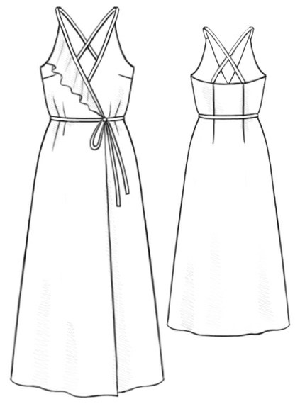 Long Silk Dress With Wrap - Sewing Pattern #5194. Made-to-measure ...