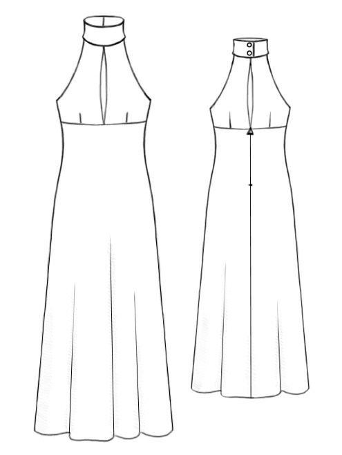 Long Dress - Sewing Pattern #5192. Made-to-measure sewing pattern from ...