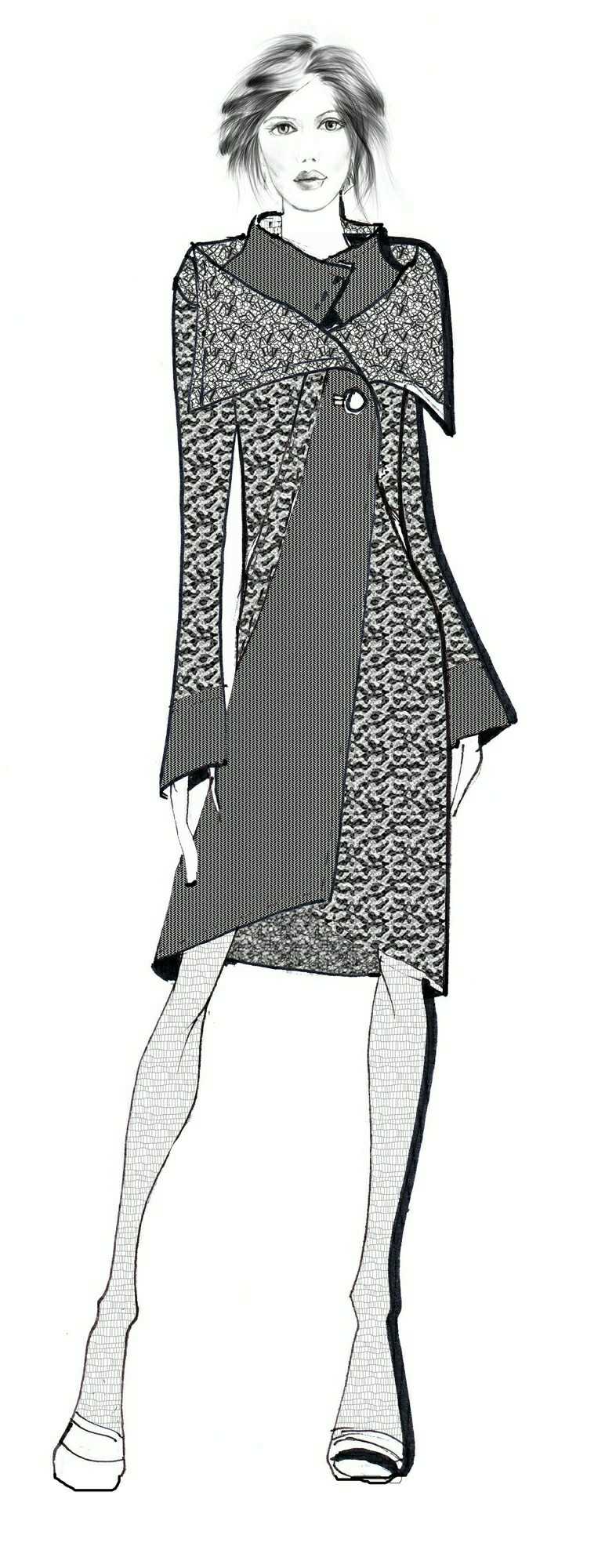 Coat From Crêpe And Atlas - Sewing Pattern #2019. Made-to-measure ...