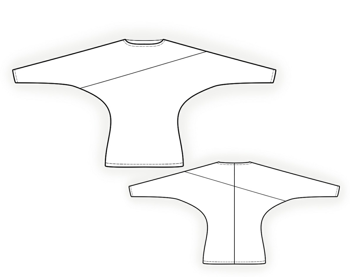 Blouse With Wide Sleeves - Sewing Pattern #4133. Made-to-measure sewing ...