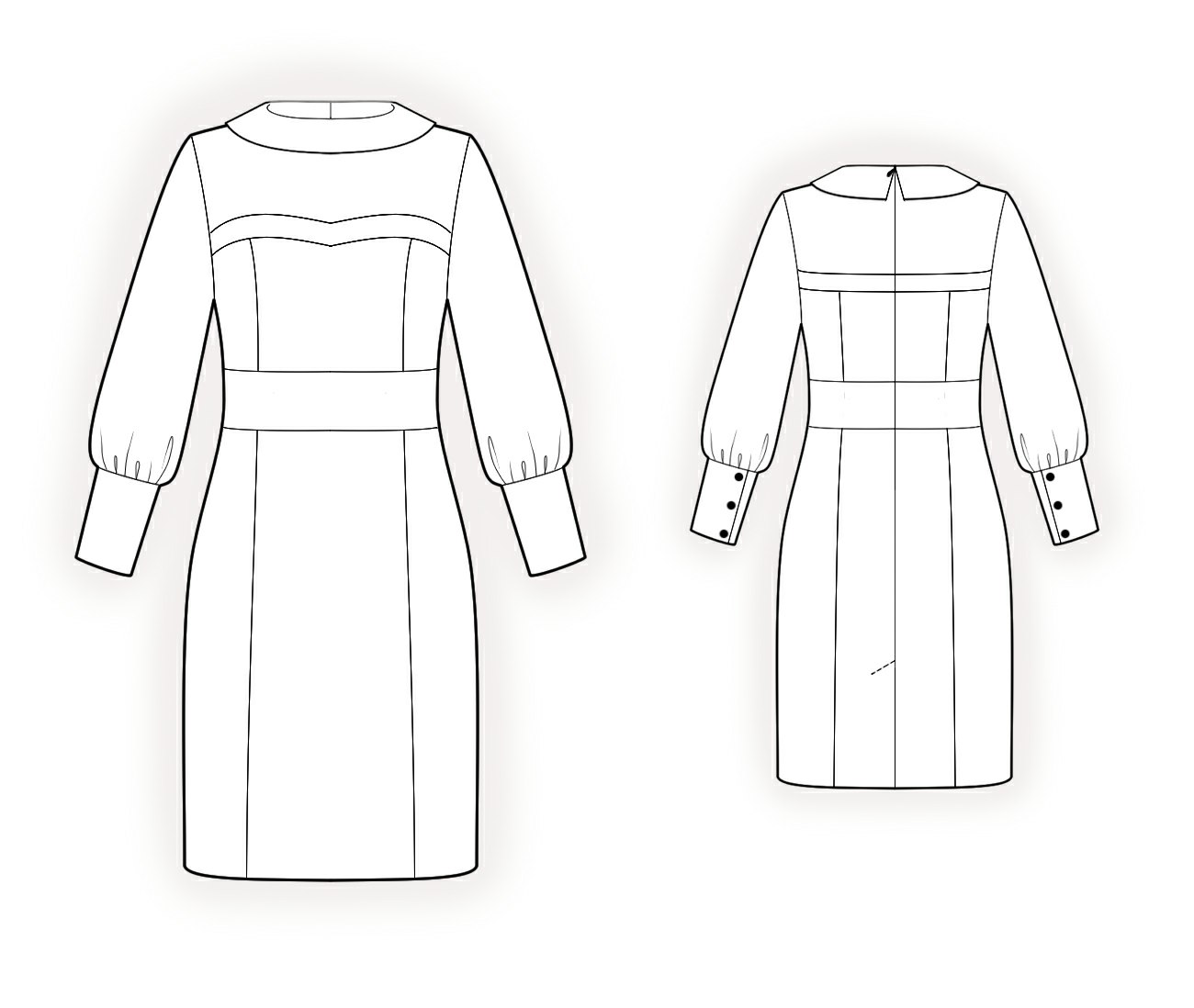 Dress With Lace Yoke - Sewing Pattern #4120. Made-to-measure sewing ...