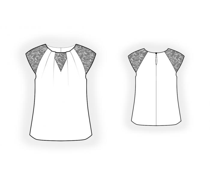 Blouse With Lace Inserts - Sewing Pattern #4572. Made-to-measure sewing ...
