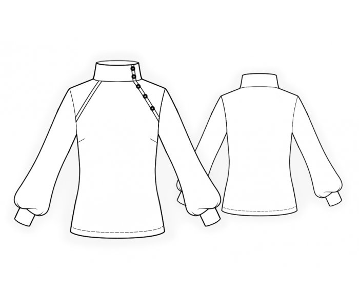 Turtleneck With Decorative Closure - Sewing Pattern #4737. Made-to ...