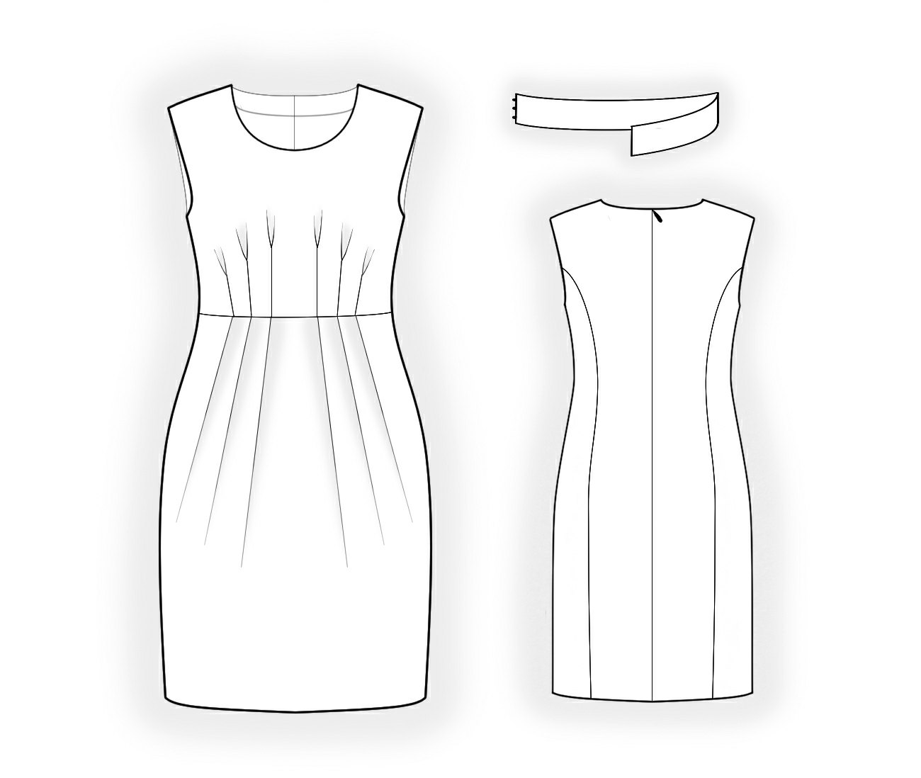 Dress With Pleats - Sewing Pattern #4067. Made-to-measure sewing ...