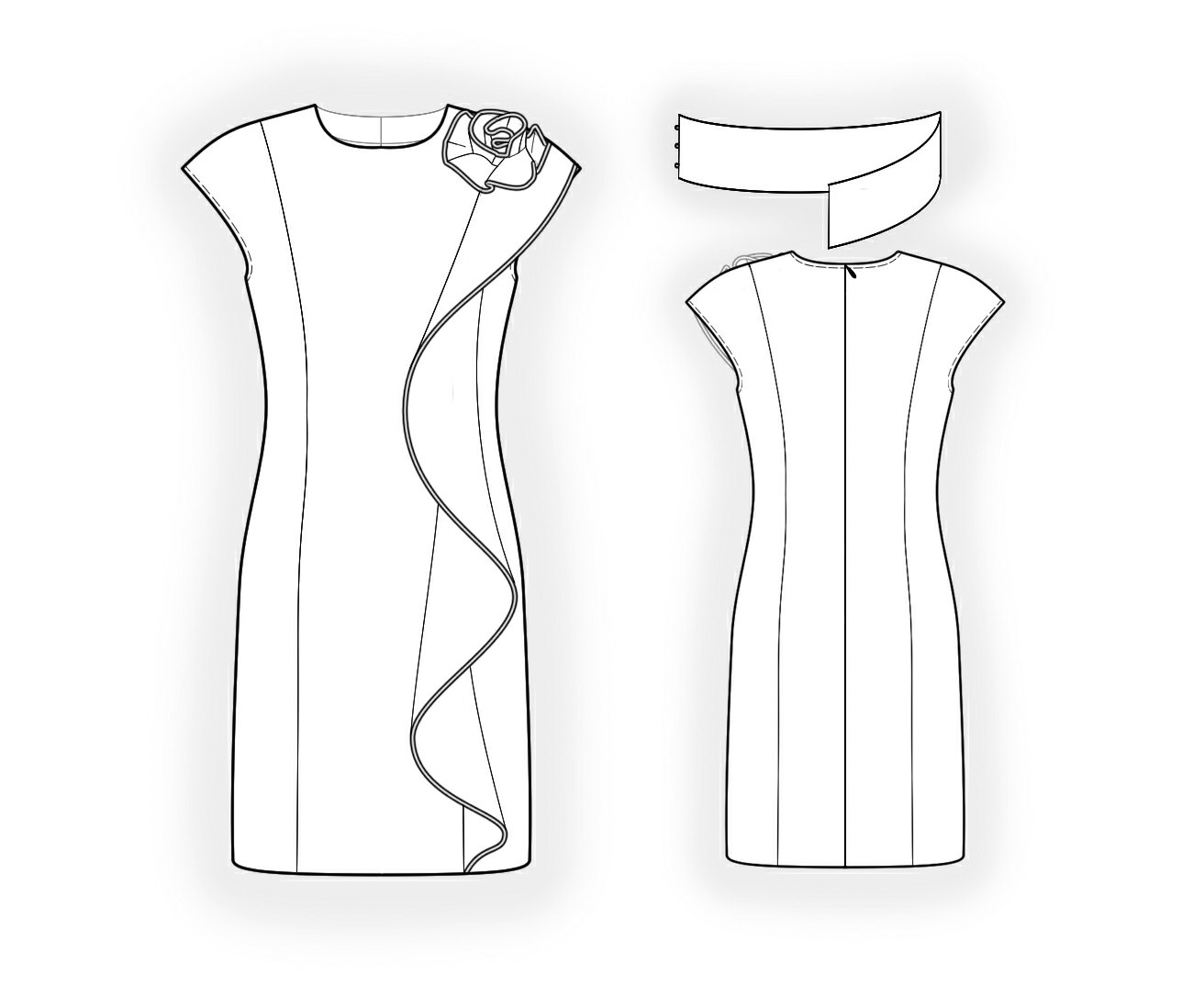 Dress With A Flounce - Sewing Pattern #4065. Made-to-measure sewing ...