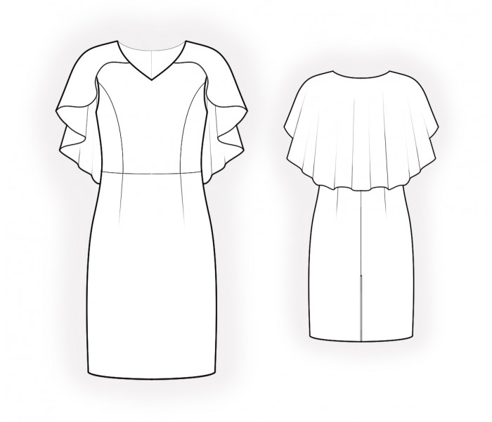 Dress With Cape - Sewing Pattern #4861. Made-to-measure sewing pattern ...