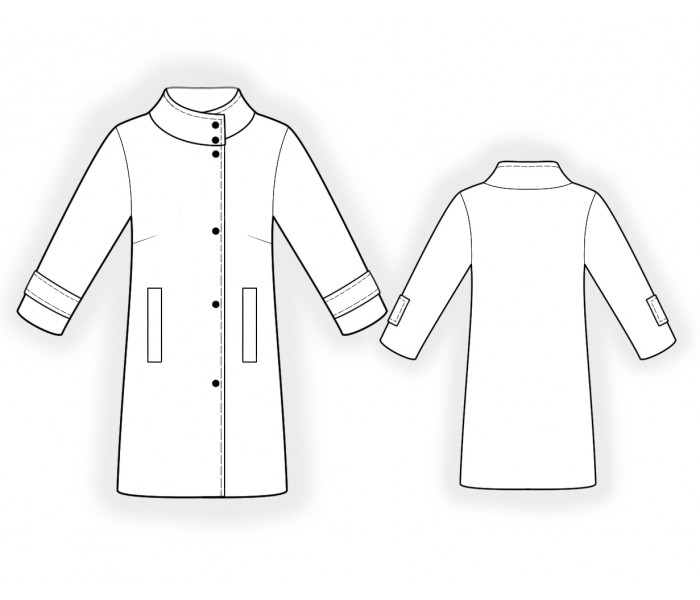 Coat With Stand Collar - Sewing Pattern #4866. Made-to-measure sewing ...