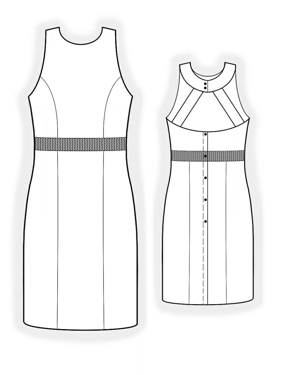 Dress With Open Back - Sewing Pattern #4055. Made-to-measure sewing ...