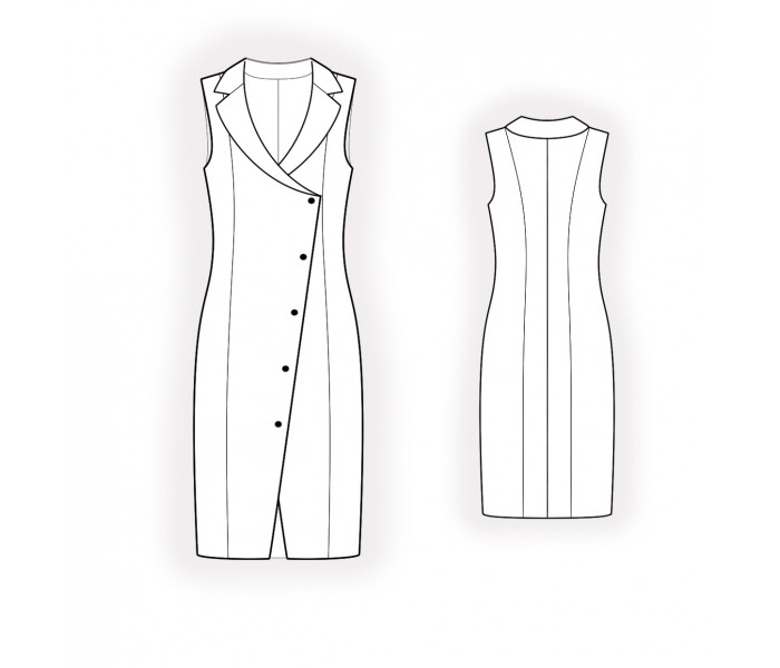 Dress With Slanted Closure - Sewing Pattern #2063. Made-to-measure ...