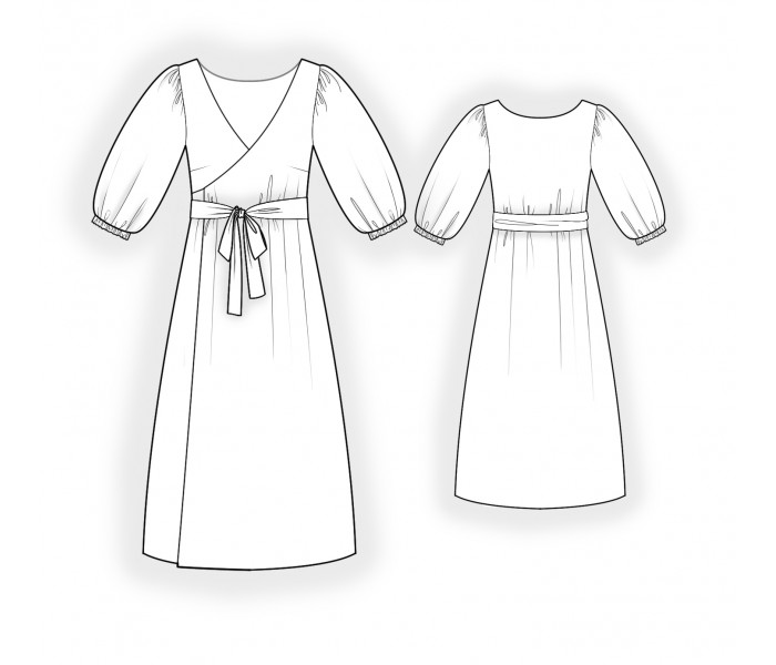 Dress With Wide Sleeve - Sewing Pattern #2168. Made-to-measure sewing ...