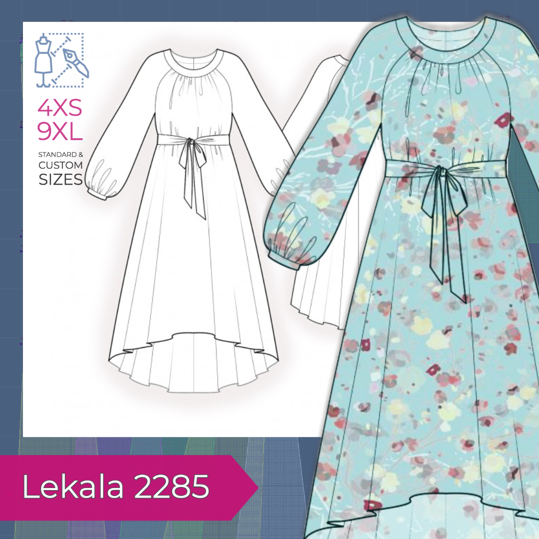 Dress With Wide Sleeve - Sewing Pattern #2285. Made-to-measure sewing ...