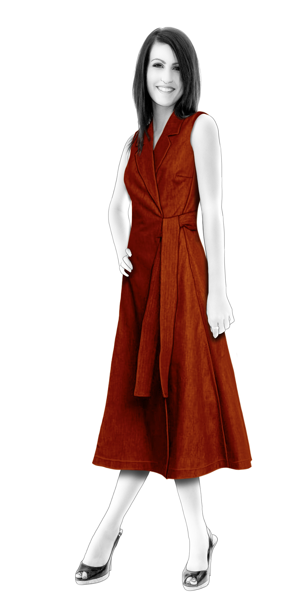 Sleeveless Dress With Wrap - Sewing Pattern #2334. Made-to-measure ...