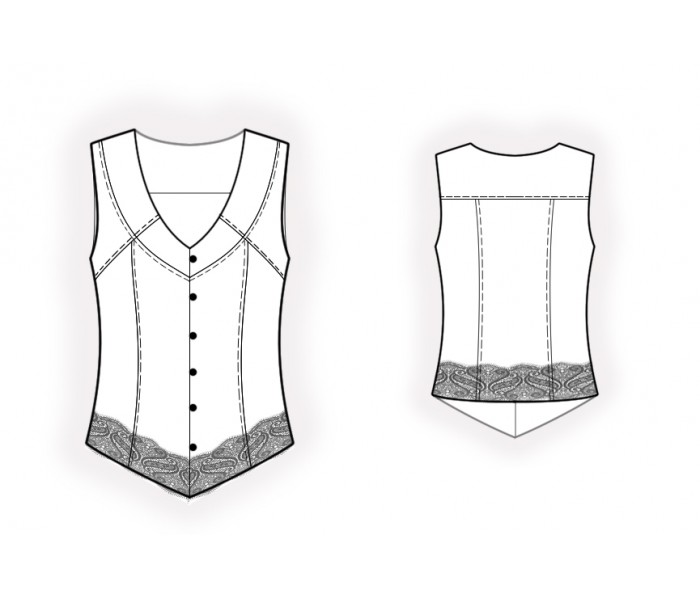 Top With Lace - Sewing Pattern #2428. Made-to-measure sewing pattern ...