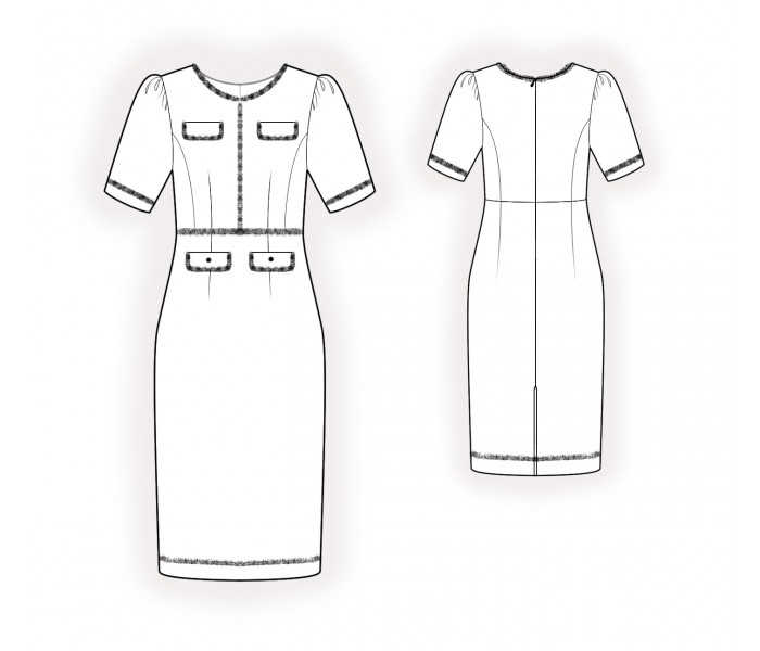 Dress With Trimming - Sewing Pattern #2438. Made-to-measure sewing ...