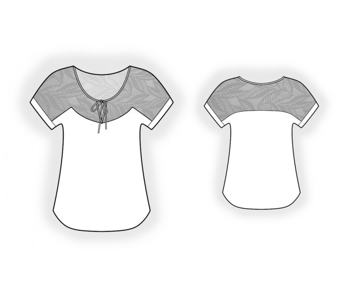 Blouse With Lace - Sewing Pattern #2554. Made-to-measure sewing pattern ...