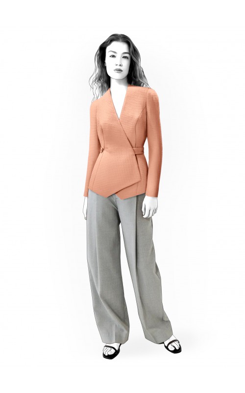 Wrap Jacket With Decorative Sleeve - Sewing Pattern #2568. Made-to ...