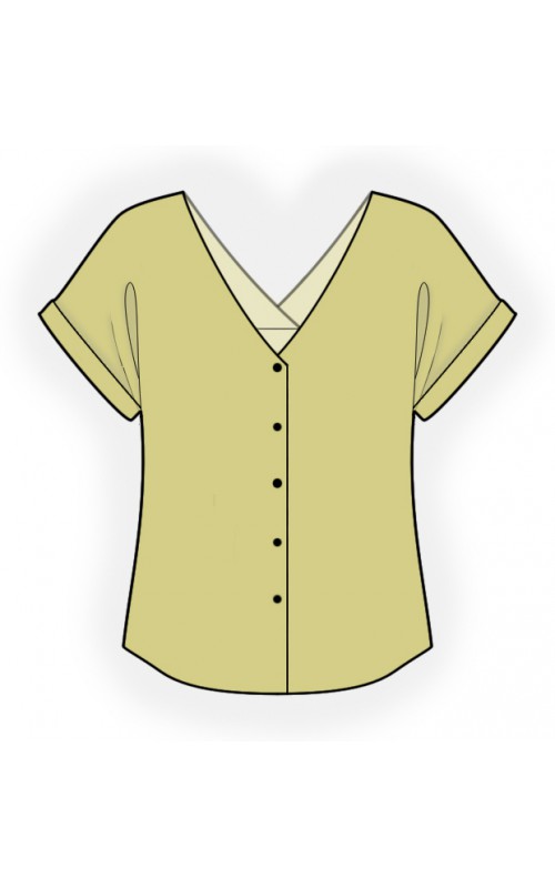 Blouse With V-Neckline - Sewing Pattern #2563. Made-to-measure sewing ...