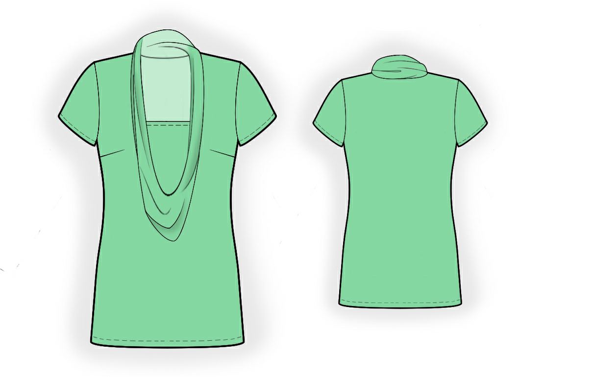 Tunic With Cowl Collar - Sewing Pattern #5976. Made-to-measure sewing ...