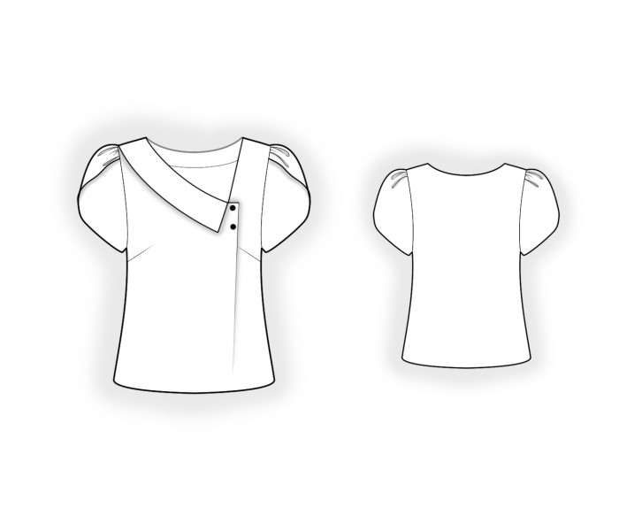 Blouse With Asymmetrical Collar - Sewing Pattern #2602. Made-to-measure ...