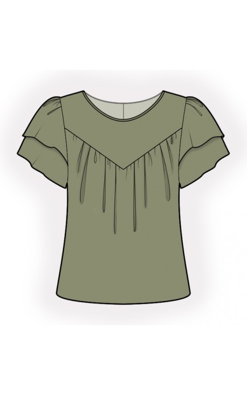 Blouse With Triangular Yoke - Sewing Pattern #2614. Made-to-measure ...