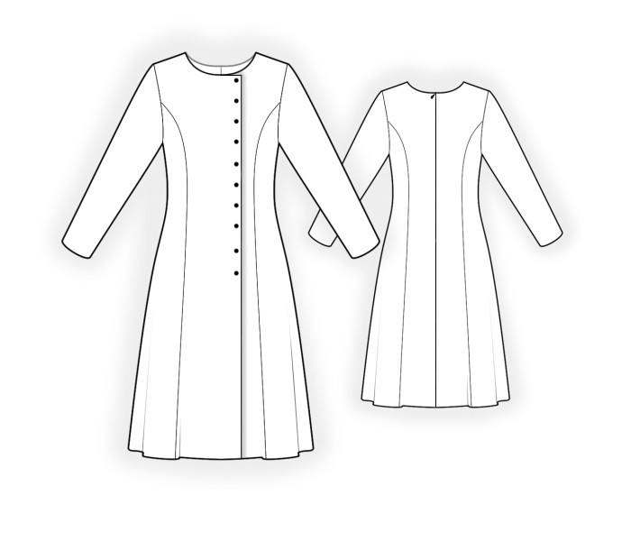 Dress With Decorative Asymmetrical Button Closure - Sewing Pattern ...