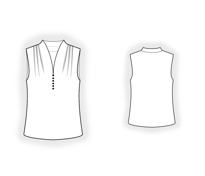 Sleeveless Blouse - Sewing Pattern #2648. Made-to-measure sewing pattern from Lekala with free ...