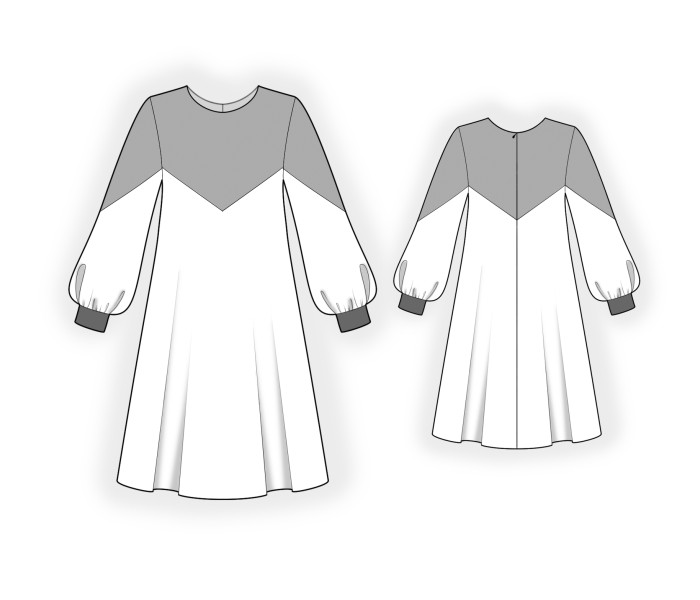 Two-Color Dress - Sewing Pattern #2663. Made-to-measure sewing pattern ...