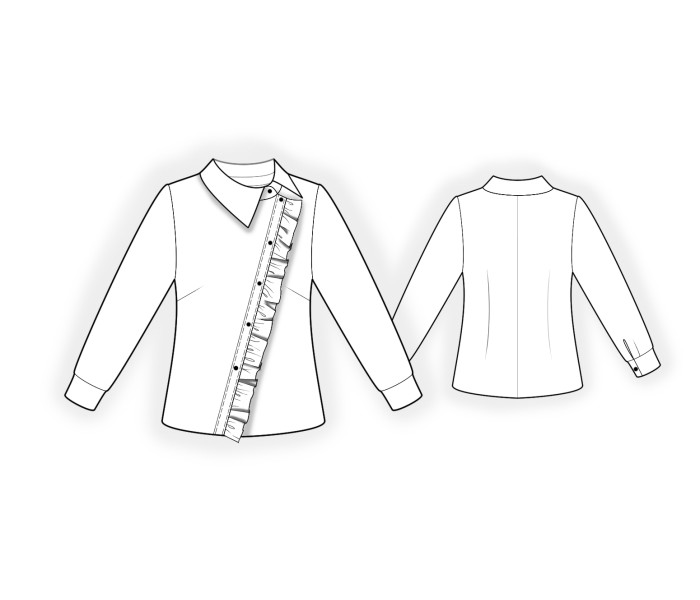 Blouse With Slanted Closure - Sewing Pattern #2685. Made-to-measure ...