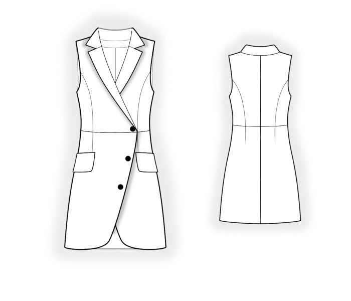 Long Vest - Sewing Pattern #2690. Made-to-measure sewing pattern from ...