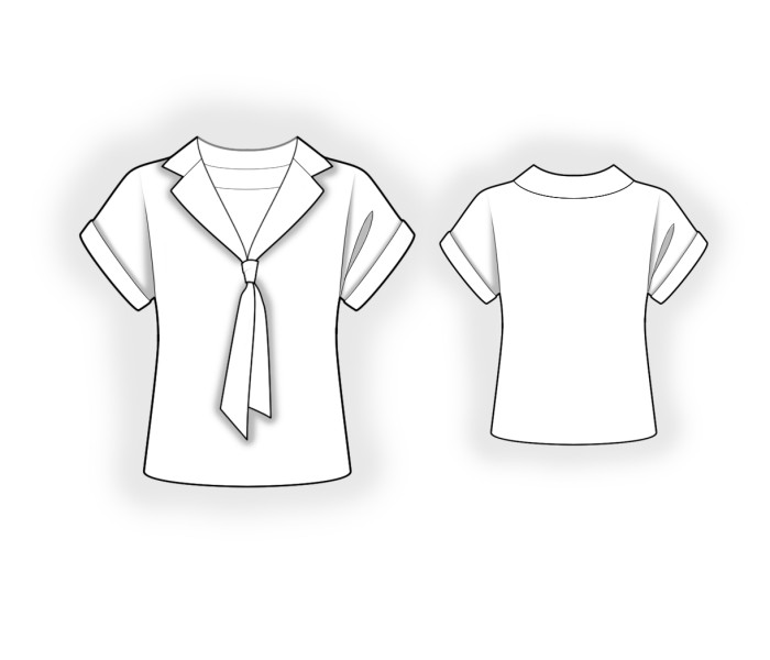 Blouse With Tie Collar - Sewing Pattern #2720. Made-to-measure sewing ...