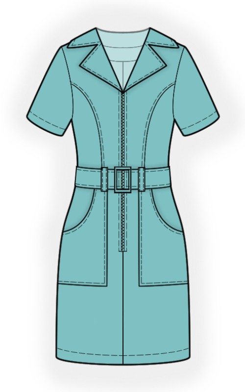 Dress With Front Zipper - Sewing Pattern #2824. Made-to-measure sewing ...