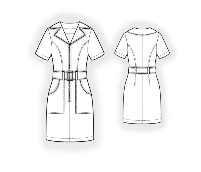 Dress With Front Zipper - Sewing Pattern #2824. Made-to-measure sewing ...