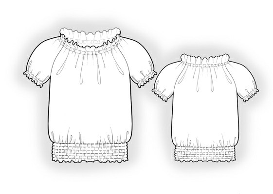 Blouse With Elastic - Sewing Pattern #5904. Made-to-measure sewing ...