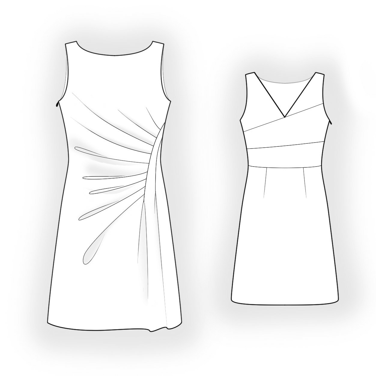 Dress With Tucks - Sewing Pattern #5861. Made-to-measure sewing pattern ...