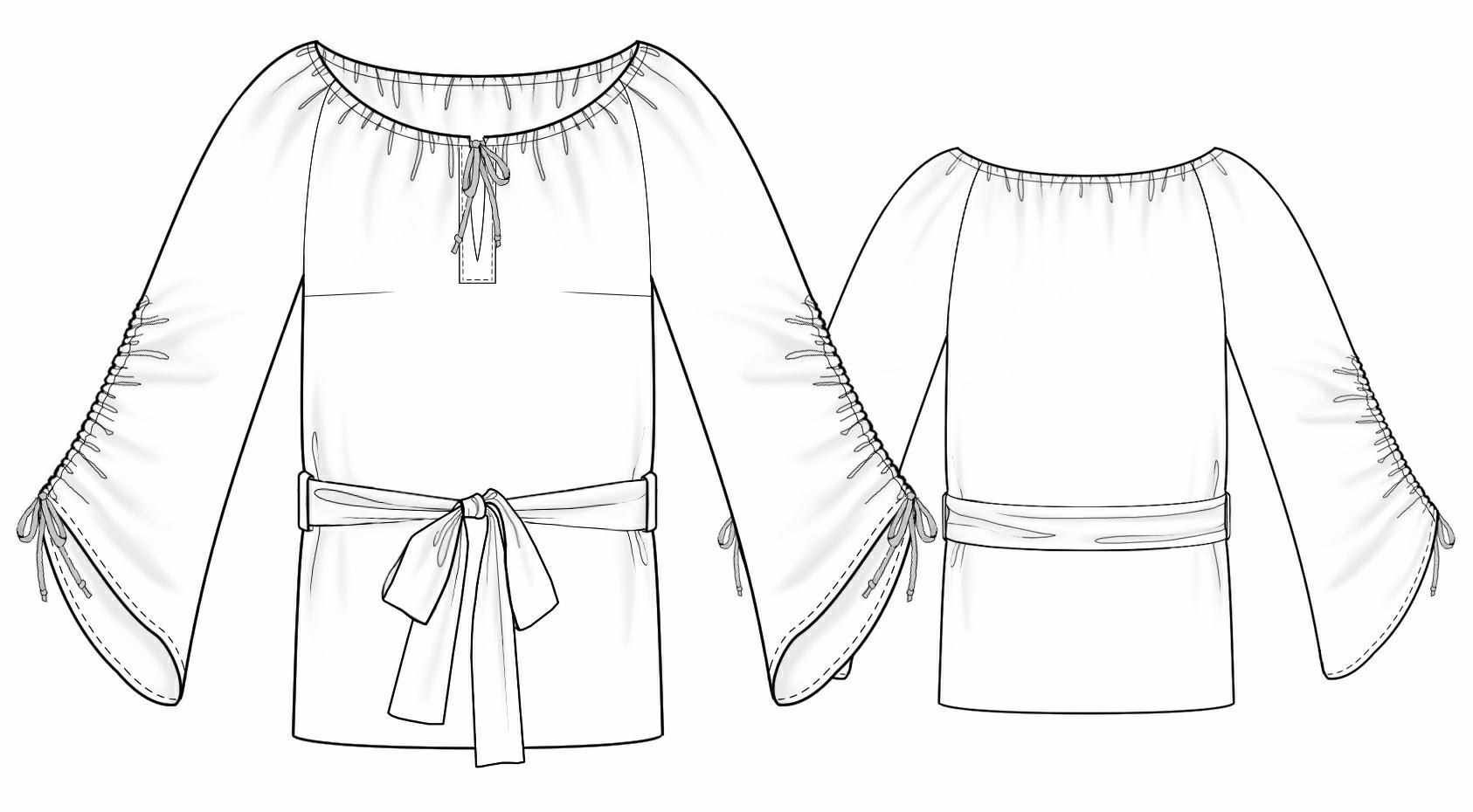 Tunic With Reglan Sleeve - Sewing Pattern #5818. Made-to-measure sewing ...