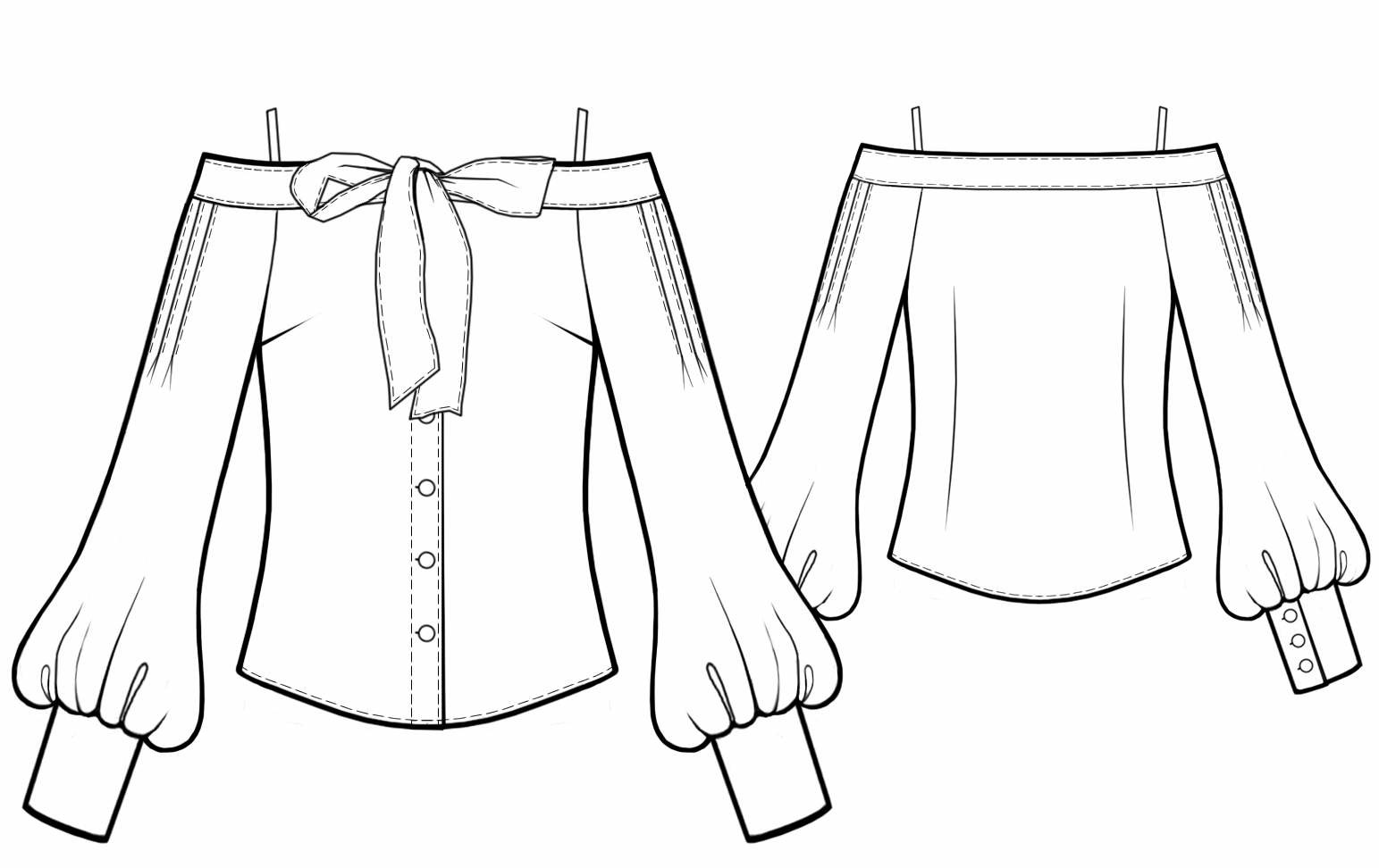 Blouse With Open Shoulders - Sewing Pattern #5770. Made-to-measure ...